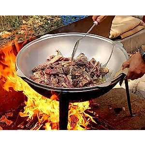 Cast Aluminum Asian Cauldron (Kazan) with Lid, Aluminum Kazan, Dutch Oven Pot, Camping Cookware Kitchen Pot, Oven Safe Aluminum Caldero, Gray (15 L)