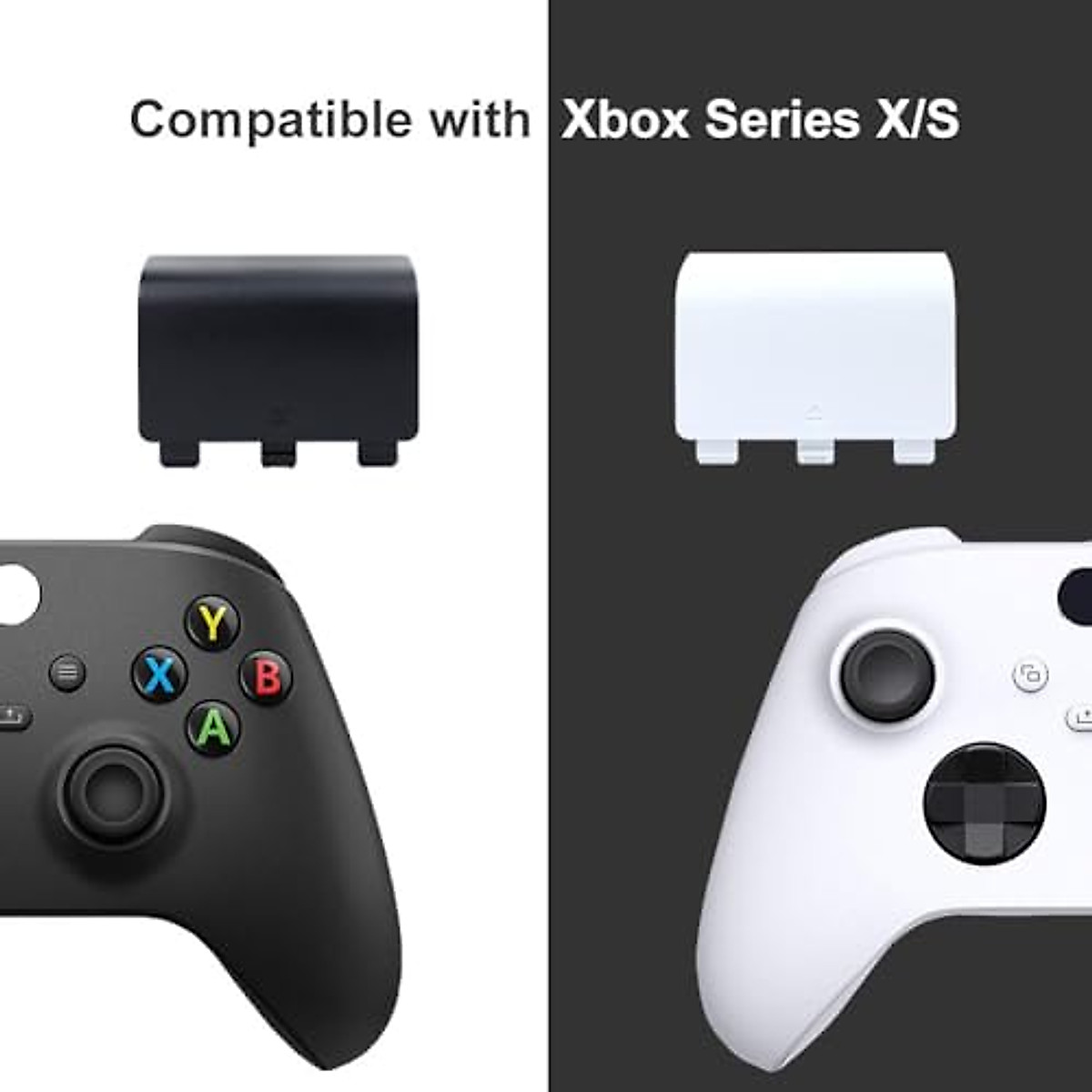 Aosai Battery Cover for Xbox Series X, for Xbox Series S Controller, Replacement Battery Back Door Lid Batteries Caps Shell Repair for Xbox Core Controller(2 Black + 2 White) (Black,White)