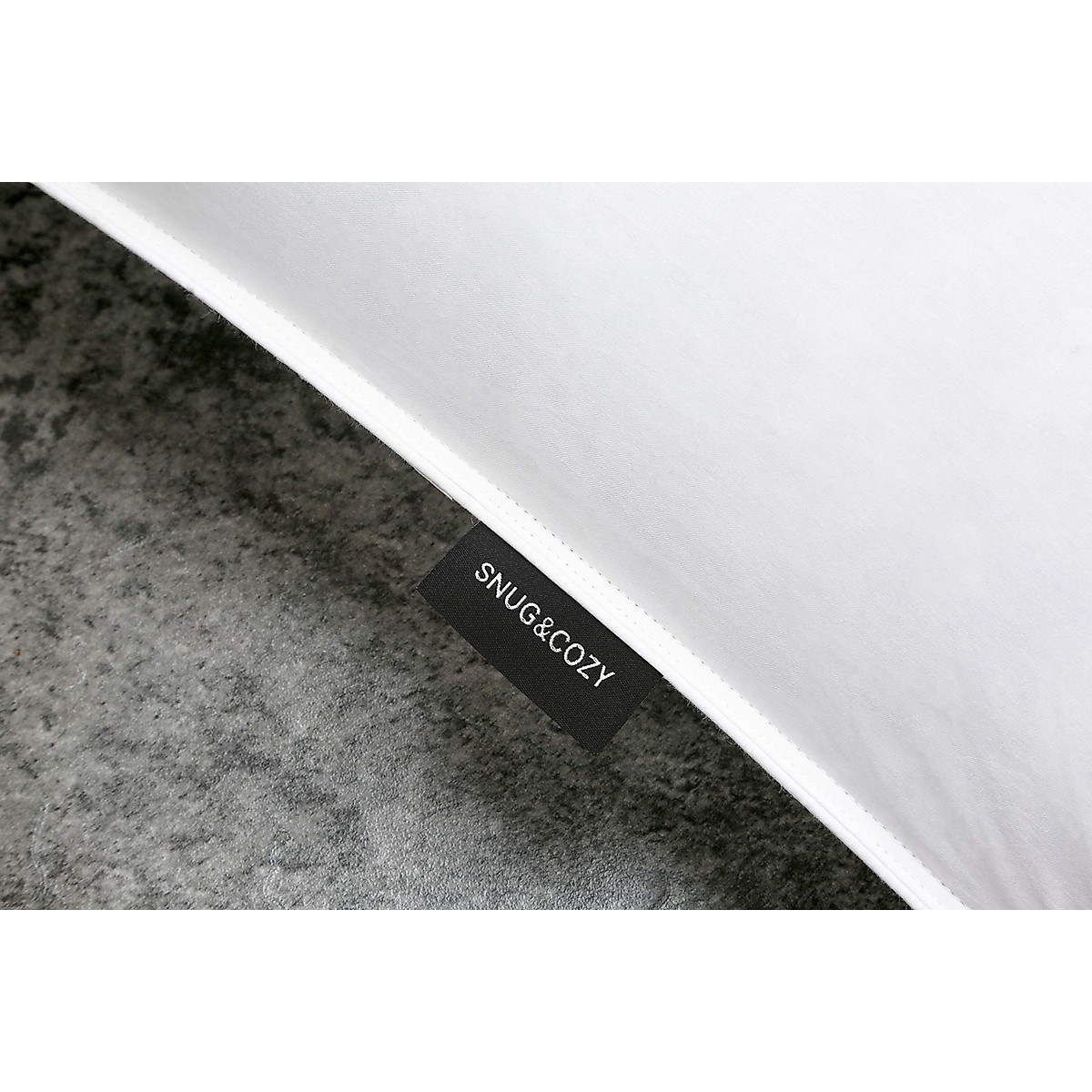 SNUG&COZY Grey Goose Feather Down Pillows for Sleeping(2 Pack)- Standard Size(20IN×26IN), Goose Feather&Down Filling, 100% Cotton Cover, 100% Down Proof, Machine Wash, White