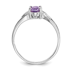 IceCarats 10K White Gold Purple Amethyst Ring Gemstone Band February Birthstone Jewelry Size 7