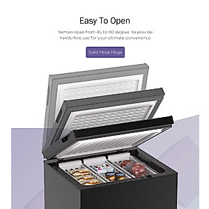 Northair Chest Freezer - 5 Cu Ft with 3 Removable Plastic Baskets - Reach In Freezer Chest - Quiet Compact Freezer - 7 Temperature Settings - Black (3.5 Cubic Feet, Black)