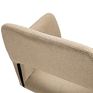 HOMCOM Dining Chairs Set of 2 Home Modern Accent Armchair for Bedroom Living Room with Fabric Surface and Solid Wood Legs, Taupe