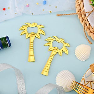 50PCS Coconut Tree Bottle Openers for Wedding Favors, Hawaiian Bridal Shower or Baby Shower Party Gifts for Guests Bulk (Gold)