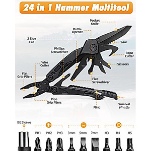 Multitool Knife, 24 in 1 Multi Tool Pocket Knives & Folding Knives with Nylon Bag Safety Lock Camping Accessories Survival Tool Pocket Knife Multi-tool for Outdoor Fishing Hiking