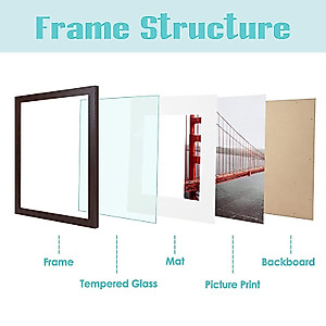 Frametory, 11x14 Picture Frame - Made to Display Pictures 8x10 with Mat or 11x14 Without Mat - Wide Molding - Pre-Installed Wall Mounting Hardware (Brown, 2 Pack)