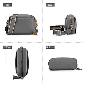 Roulens Triple Zip Small Crossbody Bag for women,Wide Strap Cell Phone Purse Shoulder Handbag Wallet with Credit Card Slots