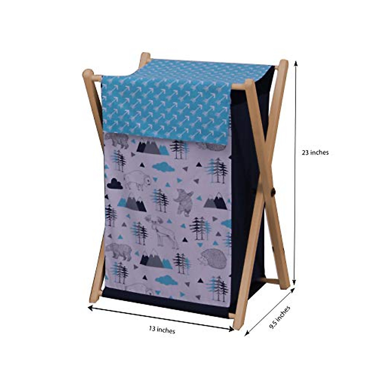 Bacati Woodlands Boys Cotton Hamper, Aqua/Navy/Grey