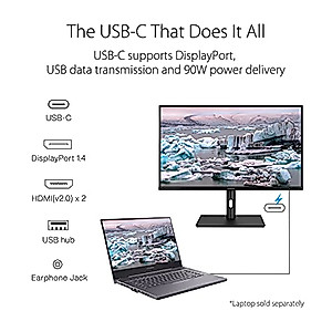ASUS ProArt Display 32” 4K HDR Computer Monitor (PA329CV) - IPS, 100% sRGB/Rec.709, ΔE<2, Calman Verified, USB-C Power Delivery, HDMI, USB 3.1 Hub, C-clamp, Compatible with Laptop & Mac Monitor, BLACK