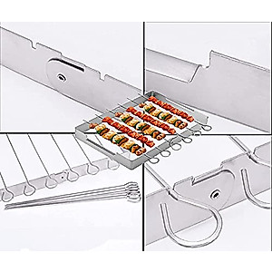 Skewer Rack Set for Grill,12pcs 12inch Stainless Steel Square Barbecue Skewers Shish Kabob and Foldable Grill BBQ Racks Set,Durable and Reusable for Party and Cookout (Barbecue Skewers Rack Set 12p+1)