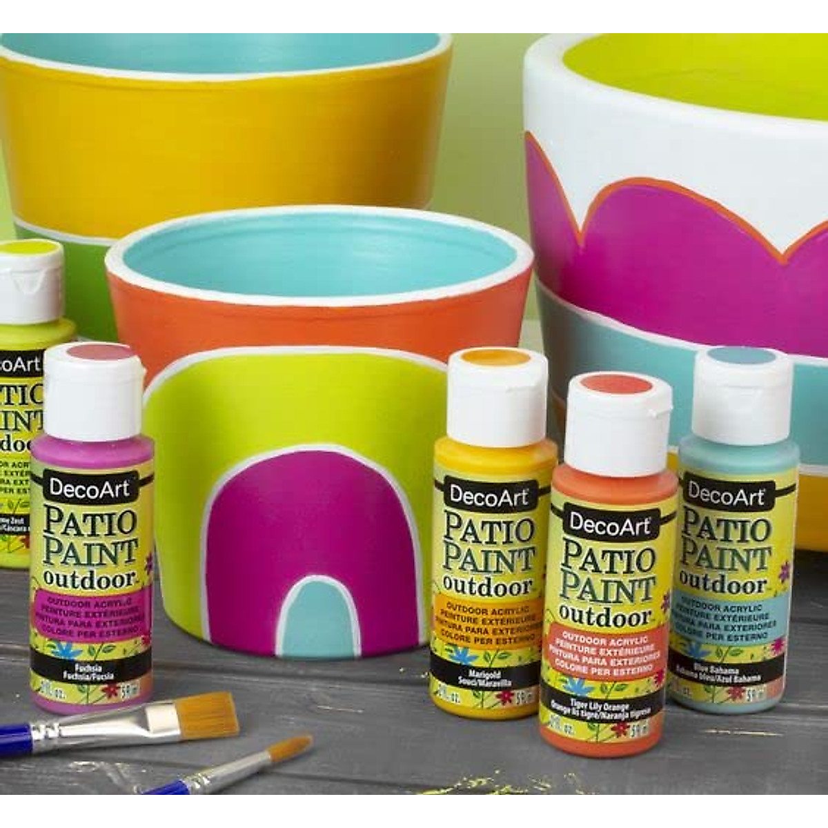 DecoArt ACRYLIC PATIO PAINT FAN FAVORITES SAMPLER SET, Assortment, 2 Fl Oz (Pack of 18)