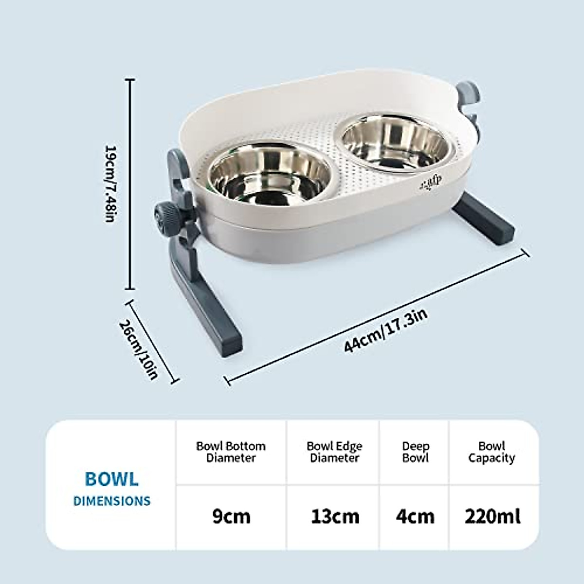 All for Paws Height Adjustable Cat Elevated Bowls Stainless Steel Dog Food Water Bowls, Height Adjustable Cat Feeder Mess Proof Pet Feeding Bowls(Small)