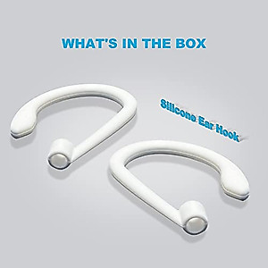 Acediar 2 Pairs Ear Hooks Fits for AirPods 1, 2, Ear Hooks Durable Silicone Anti-Slip Perfect for Running, Jogging, Cycling, Workout (White)