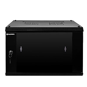 RackPath 6U Performance Wall Mount Server Cabinet Network Rack Enclosure, Quiet Cooling Fan, Locking Glass Door, Black