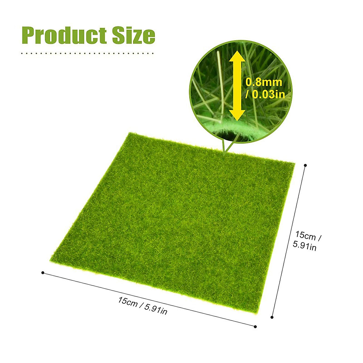 Estink Artificial Turf, Outdoor Carpet Synthetic Miniature Garden Ornament DIY Craft Rug Landscaping Artificial Lawn for DIY Micro Landscaping and Mini Gardening Props, 6 x 6inch