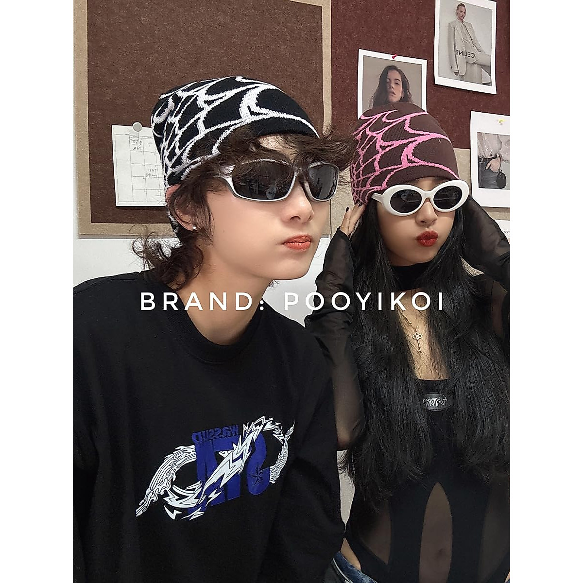 Pooyikoi Knitting Hat Men Women Quality Cap Warm Cap Harajuku Beanie Gothic Spider Pattern Wool Acrylic Y2k Knitted Hat