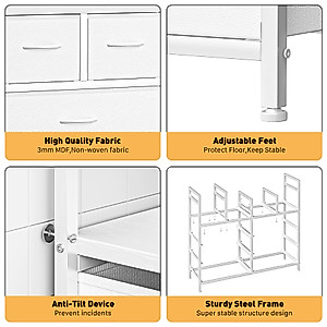 GAOMON Dresser TV Stand with Power Outlet, Bedroom Dresser with 9 Drawers, Chest of Drawers for Living Room, Hallway(White)