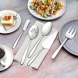 Onader 65 Piece Heavy Duty Silverware Set with Serving Utensils Stainless Steel Flatware Cutlery Set for 12