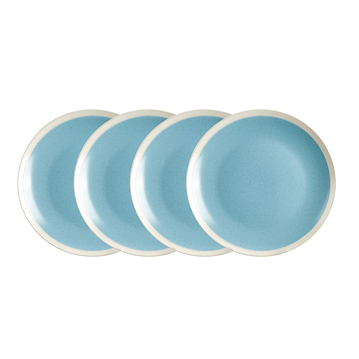 HomeVss Rock Ridge Speckled Stoneware Dinnerware Set (18pc Set, Turquoise and Ivory)