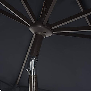 Safavieh PAT8006E Outdoor Collection Elegant White and Black Valance 9Ft Auto Tilt Umbrella