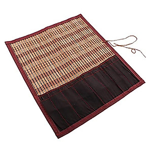 Dovewill Handcrafted Bamboo Brushes Holder Rollup Protection 8 Compartments Pouch Organizer - #2, 32x36cm