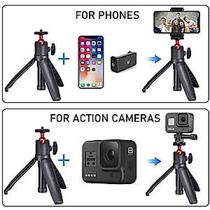 Extendable Mini Selfie Stick Tripod 2 in 1, Compatible with GoPro Max Hero AKASO Action Camera, Portable Handle Vlog Tripod for All Action Cameras and Smart Phone