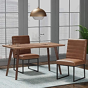 Amazon Brand – Rivet Decatur Modern Faux Leather Dining Chair, Set of 2, 21"W, Tan Brown