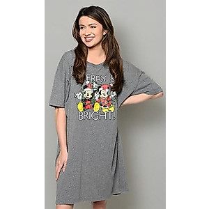 Disney Womens Sleepshirt Mickey Minnie Mouse Print (Christmas, One Size)