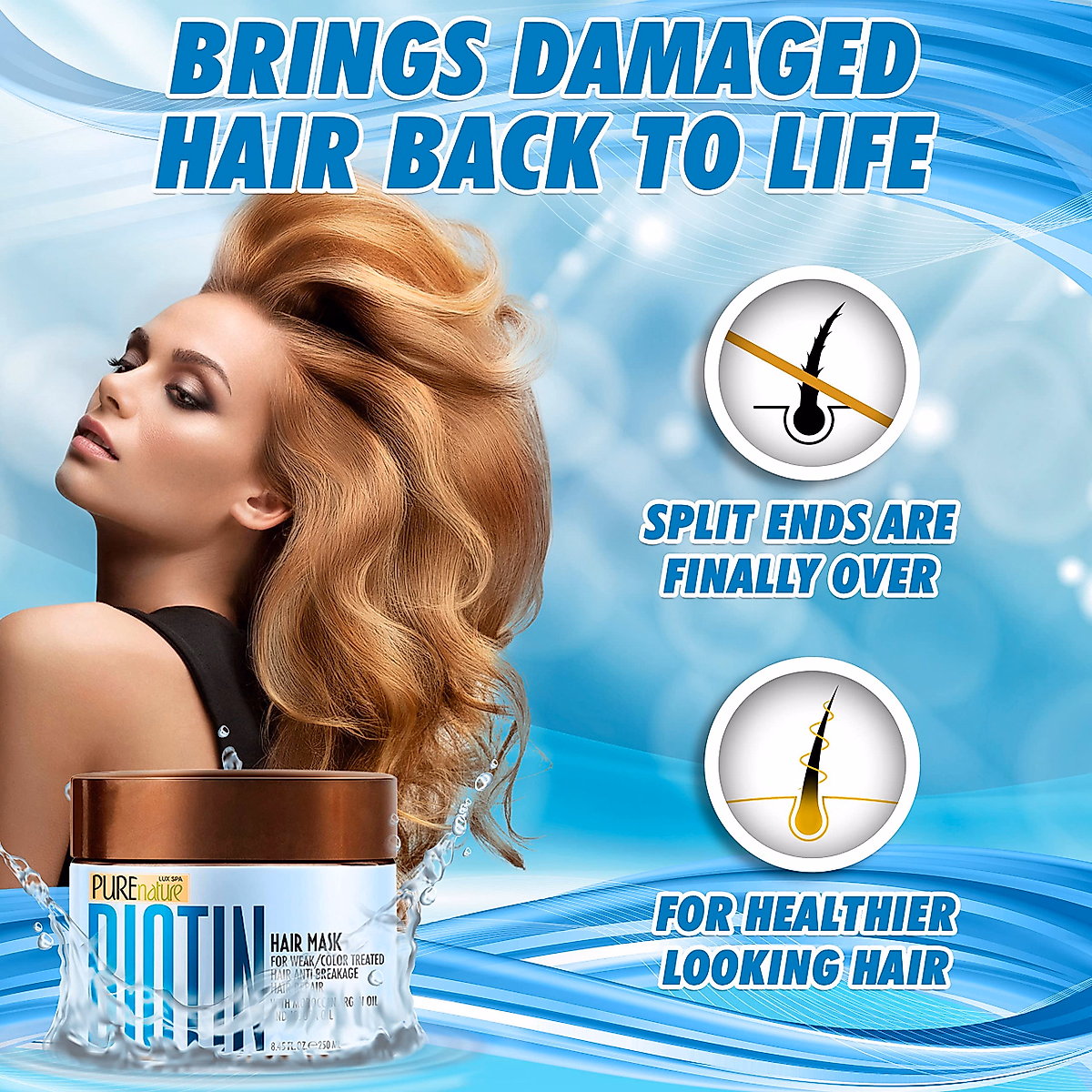 PURE NATURE Biotin Shampoo and Conditioner Set and Biotin Hair Mask