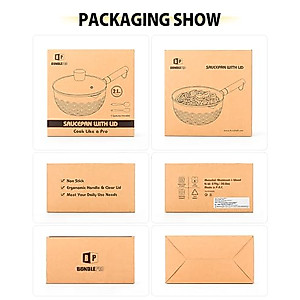 Sauce pan with Lid, 2.1 Quart Nonstick Small Pot, Induction Compatible Aluminum Cooking Pot with Silicone Spatula for Milk, Soup, Pasta, Egg, Rice (BLUE)