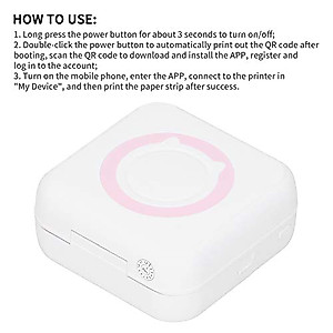 Gaeirt Mini Printer Portable Photo Printer, Pocket Printer Thermal Portable Wireless Bluetooth Bluetooth Label Printer 200dpi Support for Wireless Bluetooth 4.1(Pink)