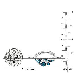 Dazzlingrock Collection 0.90 Carat (Ctw) 14k Round Blue Diamond Women Swirl Bridal Engagement Ring Set, White Gold, Size 5.5