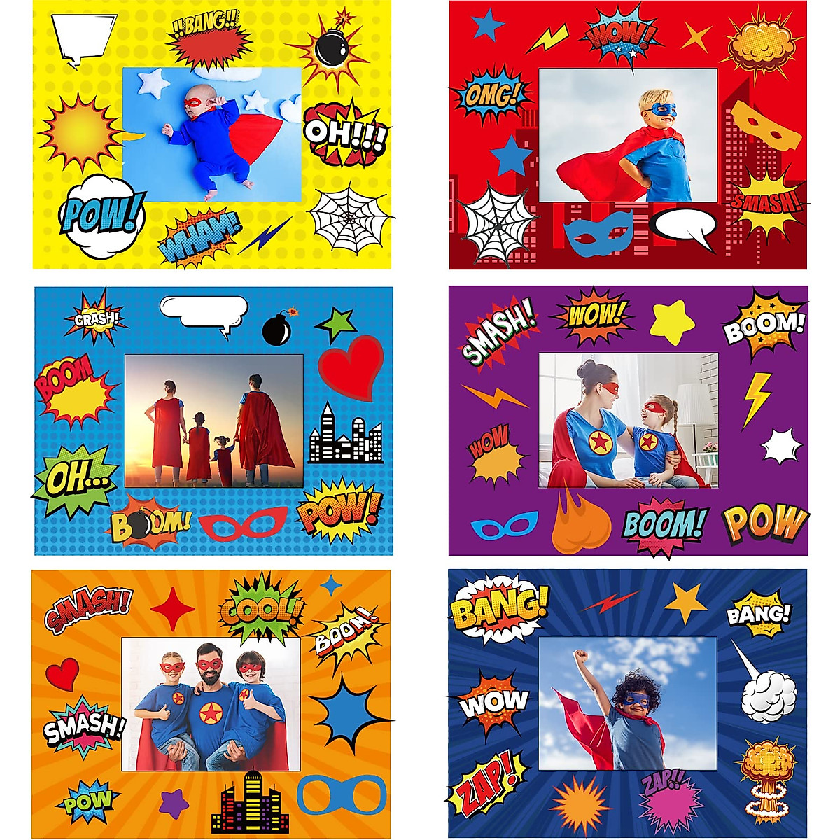 chiazllta 30 Pack Super Theme Hero DIY Picture Frame Craft Kit for Kids Fashion Hero DIY Photograph Craft Hero Children Stickers for hero Art Craft Home Classroom Game Activities