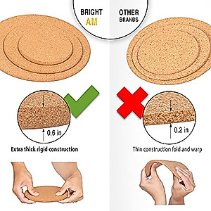 vboer Cork Trivets for Hot Dishes - 6, 9, 12 Inch Diameter, 0.6 Inch Extra Thick, Set of 3 -, Plant Coasters, Hot Pads for Kitchen Pots, Pans, Kettle, Round Placemats