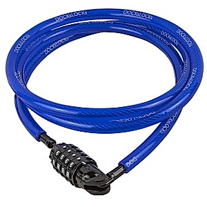 DocksLocks Weatherproof Straight Security Cable Lock (5ft to 25ft Lengths) with Resettable Combination, Anti-Theft Protection for Kayak, Bike, Paddleboard, Scooter, Equipment, Bicycles and More 10ft