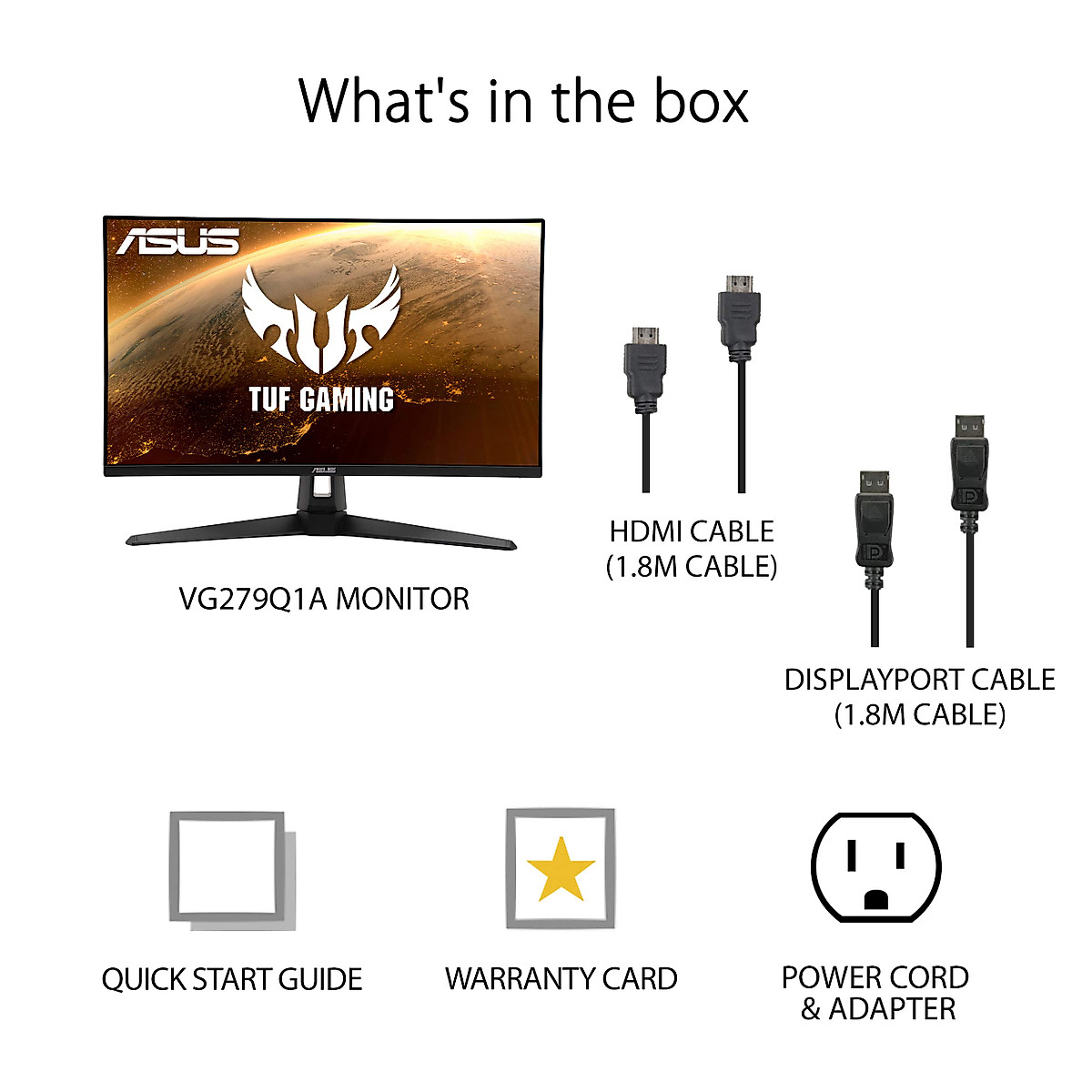 ASUS TUF Gaming VG279Q1A 27” Gaming Monitor, 1080P Full HD, 165Hz (Supports 144Hz), IPS, 1ms, Adaptive-sync/FreeSync Premium, Extreme Low Motion Blur, Eye Care, HDMI DisplayPort (Renewed)