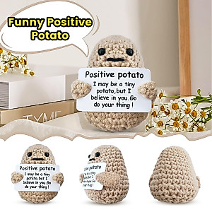 Airevesket Mini Funny Positive Potato, Cute Wool Funny Knitted Positive Potato, Positive Gifts Funny Gifts Positive Potato for New Year Gift Birthday Gifts Party Decoration Encouragement