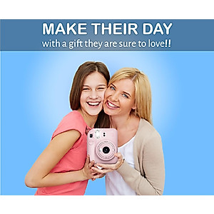 FUJIFILM INSTAX Mini 12 Instant Film Camera (Blossom Pink) Bundle with Fuji Instax Instant Film Single Pack, 10 Prints | Protective Case Pink | Photo Album Pink | Travel Stickers (6 Items)