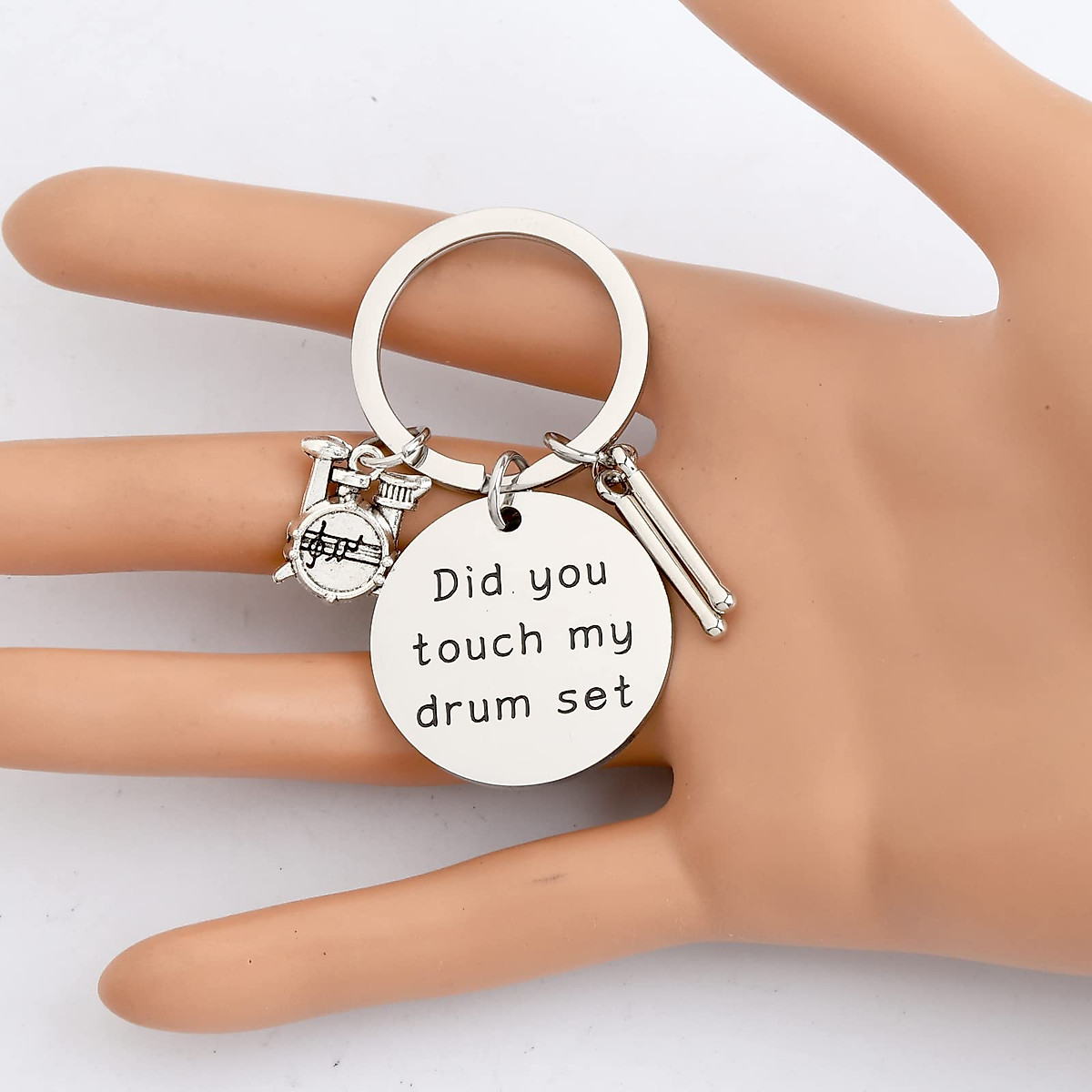 bobauna Drum Keychain Drummer Gift Did You Touch My Drum Set Percussion Jewelry Drum Player Musician Gift (touch drum keychain)