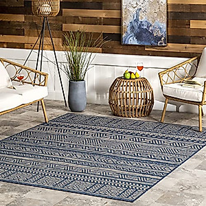 nuLOOM Abbey Tribal Striped Indoor/Outdoor Area Rug, 5' x 8', Blue