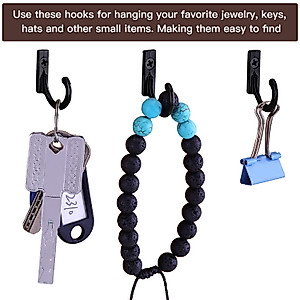 Zhehao 100 Pieces Key Hooks Jewelry Small Hooks Key Hanging Small Hooks Wall Mounted Single Hook Robe Hooks Coat Hooks and 110 Pieces Screws for Hanging Hat, Scarf, Bag (Black,100 Pieces)