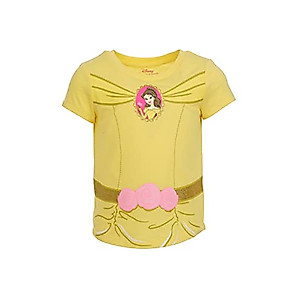Disney Princess Little Girls 5 Pack Graphic T-Shirts Blue/Pink/Yellow 7-8