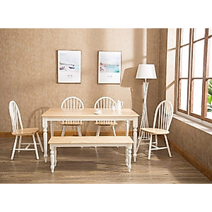 Boraam Farmhouse Bench, White/Natural 14 x 48 x 18