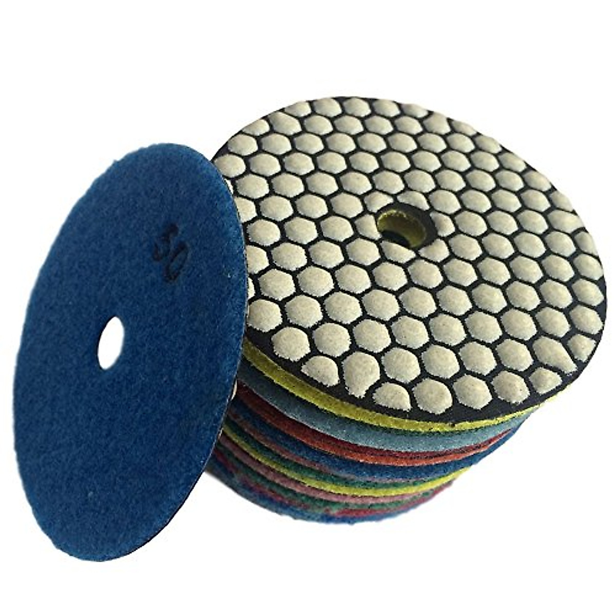 Easy Light 4" Dry Diamond Polishing Pads for Granite Marble Polisher (7 Pcs Set, Grit 50-3000)
