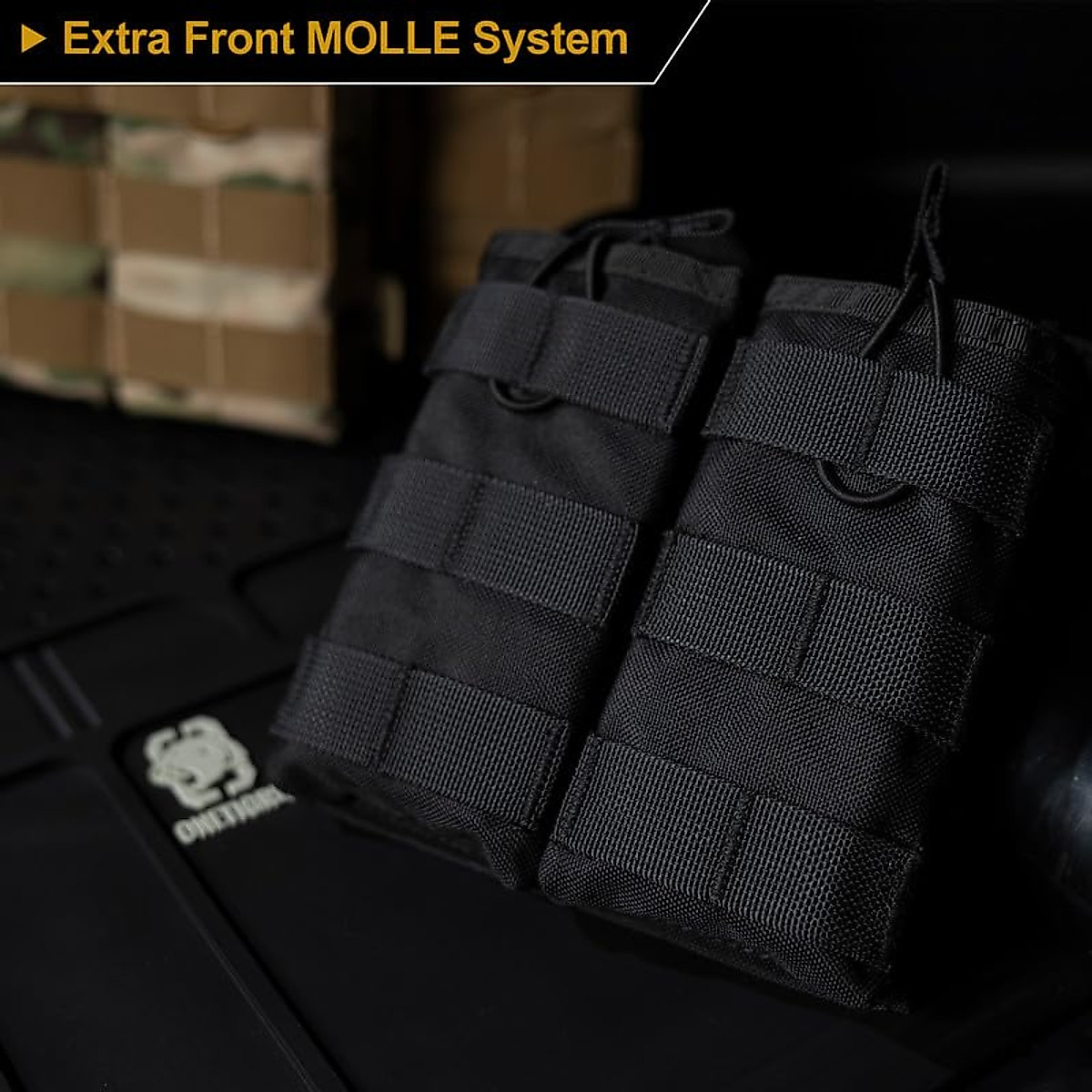 OneTigris Tactical Magazine Pouch, MOLLE Double Mag Pouches for M4 M16 Pmag G36 .223REM Stanag Lancer L5 FAB Ultimag Hexmag HX, Black DD09