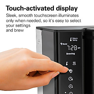 Hamilton Beach 14 Cup Programmable Coffee Maker with Easy Measure Light Up Reusable Filter, Removable 70 Oz. Water Reservoir, Black and Stainless Steel