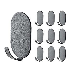 OKAKA Heavy Duty Adhesive Hooks Carbon Steel Wall Hooks for Bathroom Kitchen Home Sticky Hooks Metal Black10 Pack