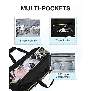 Rolling Duffle Bag with Wheels 21", BAGSMART Carry-on Luggage Large Travel Bag with Shoes Compartment, Weekender Overnight Bag for Travel, Business Trips(Black)