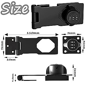 AGSIXZLAN Household Cabinet Password Hasp Locks, Black, Combination Lock, Rust Resistant, Keyless