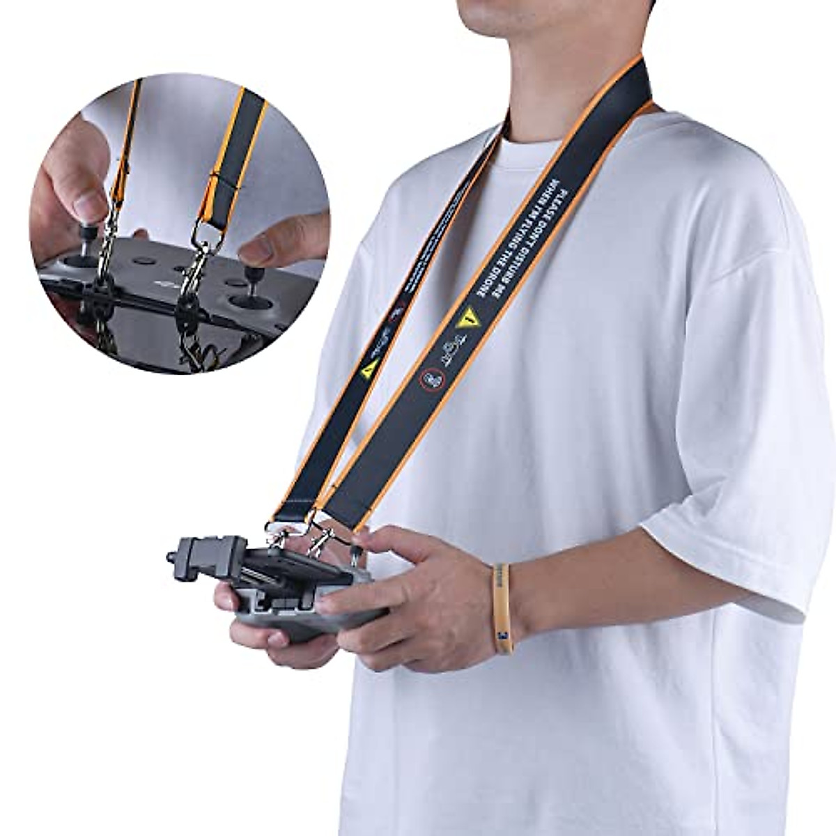 HeiyRC Dual Hooks Neck Strap for DJI AIR 3/Mini 2/Air 2S/Mavic 3/Air 2/Mini 3 Pro Remote Controller Anti-Fall Lanyard Mount (Please Don't Disturb Me When I'm Flying The Drone)