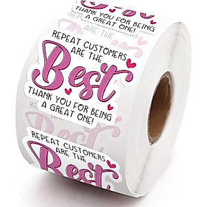 Lasimfa Repeat Customers are The Best - 500 Pack of 1.5 Inch Stickers for Small Businesses and Small Shops as Thank You and Packaging Gift Wrap Stickers
